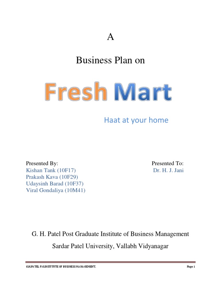 Home Delivery Business Plan for Fresh Mart | PDF | Retail | Vegetables