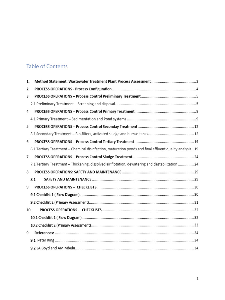 Wastewater Treatment Process Assessment | PDF | Sewage Treatment ...