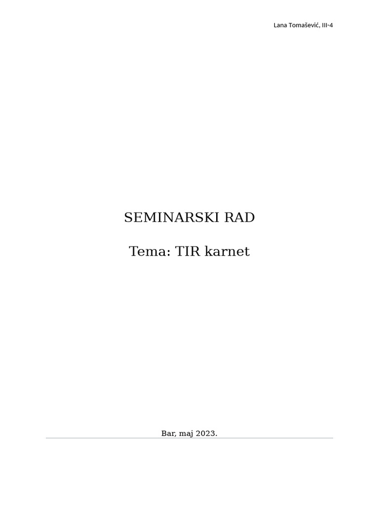 TIR Karnet | PDF