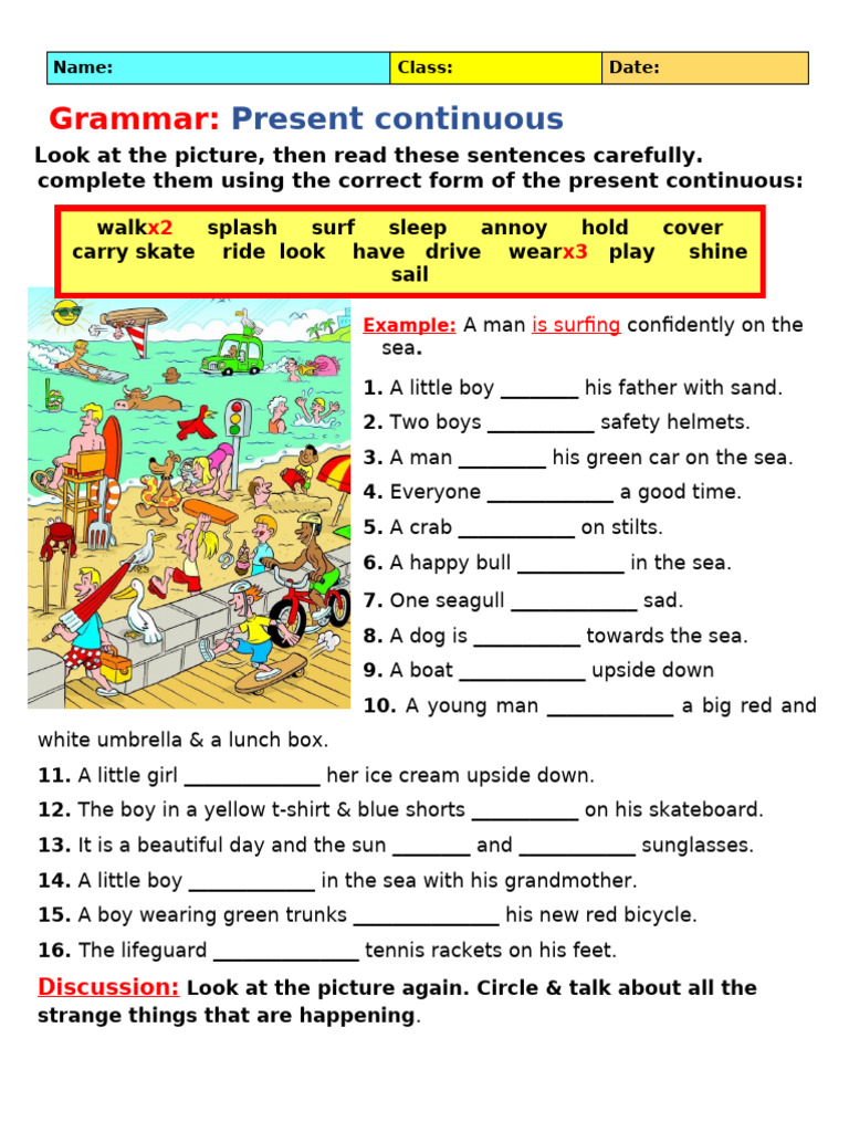 Grammar Present Continuous Grammar Drills - 126154 | PDF | Foreign ...