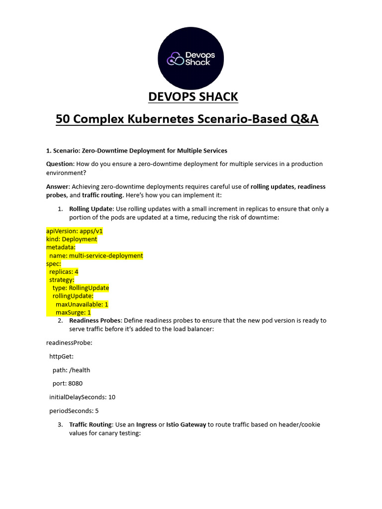 Devops Shack 50 Complex Kubernetes Scenario-Based Q&A: 1. Scenario ...