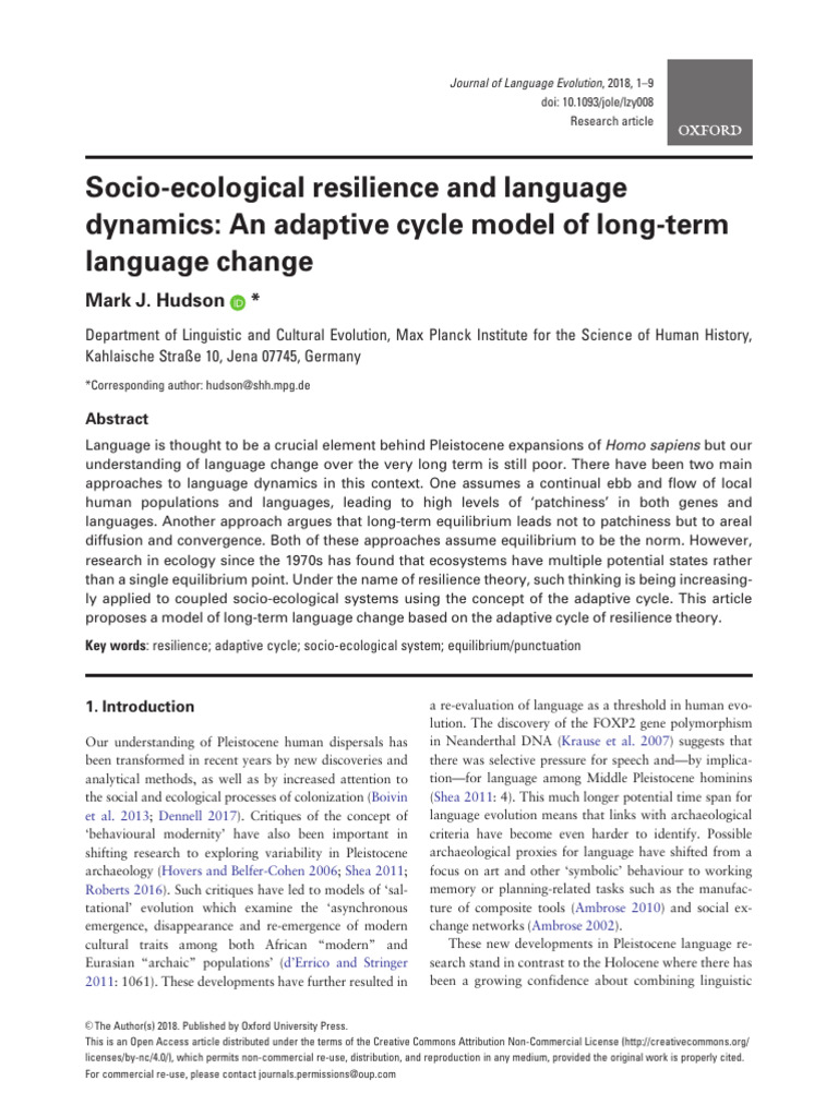 Socio-Ecological Resilience and Language Dynamics: An Adaptive Cycle ...