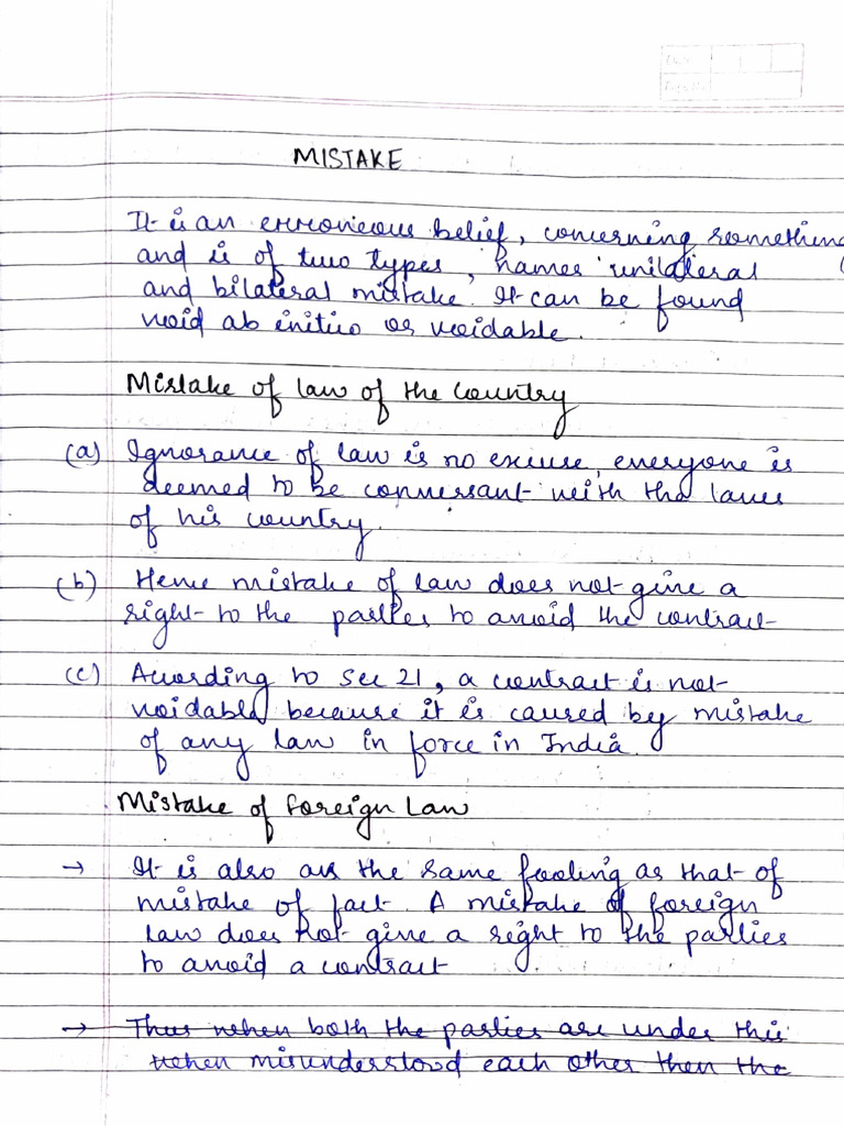 Understanding Bilateral Mistakes in Law | PDF