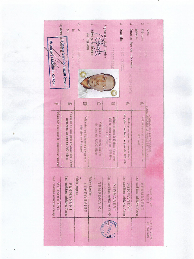 Demba Chrys Michel PERMIS de CONDUIRE | PDF