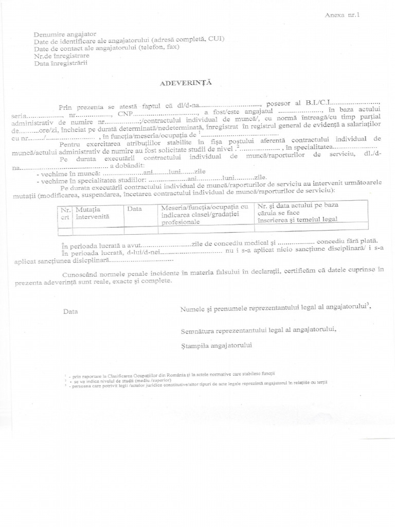 Adeverinta Angajare | PDF