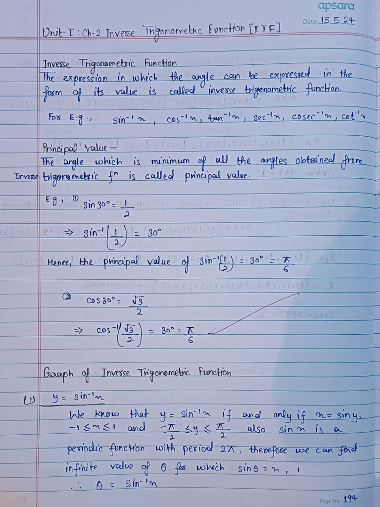 Inverse Trigonometric Functions (ITF) | PDF