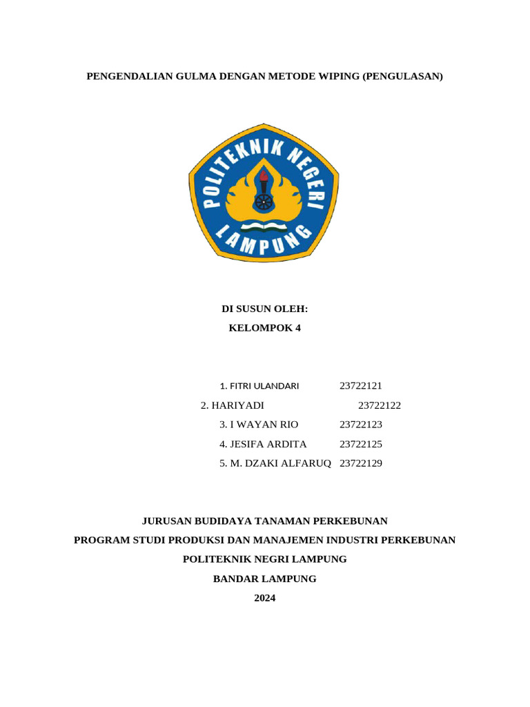 Pengendalian Gulma Dengan Metode Wiping Kel.1 | PDF