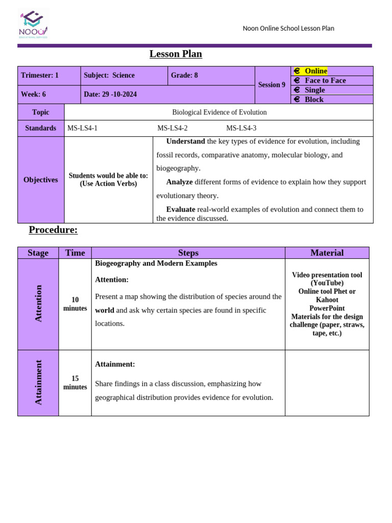 W6 S2 Science L5 Lesson Plan | PDF | Biogeography | Lesson Plan