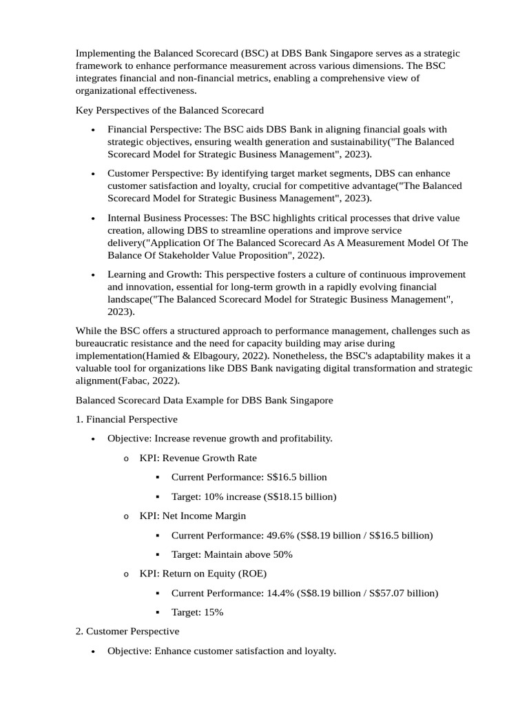 Implementing The Balanced Scorecard DBS | PDF | Performance Indicator | Customer Satisfaction