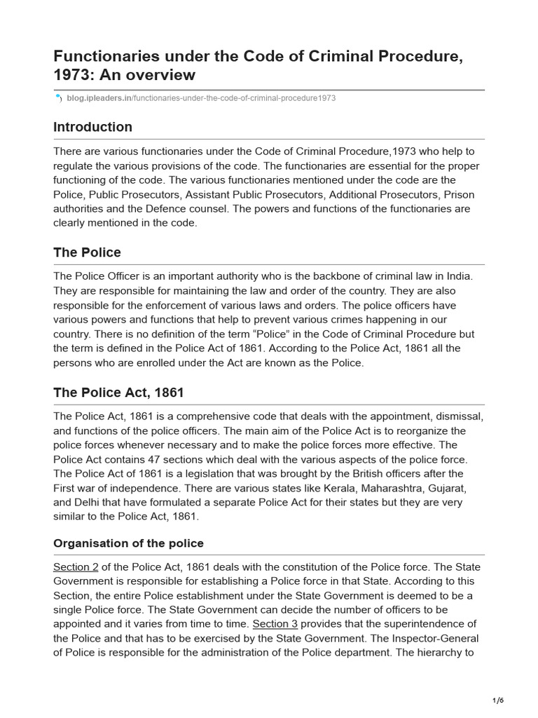 Blog - Ipleaders.in-Functionaries Under The Code of Criminal Procedure ...