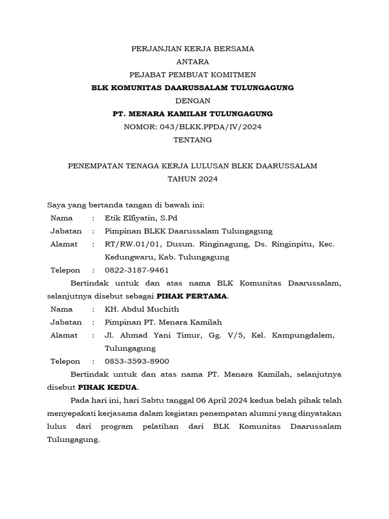 1.1b MoU BLKK Dan MK | PDF