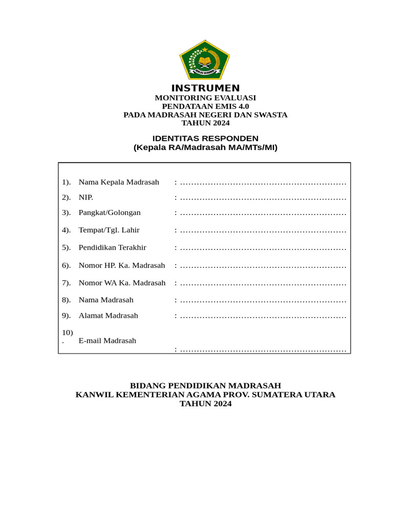 Instrumen Monev EMIS 2024 | PDF | Karier & Perkembangan