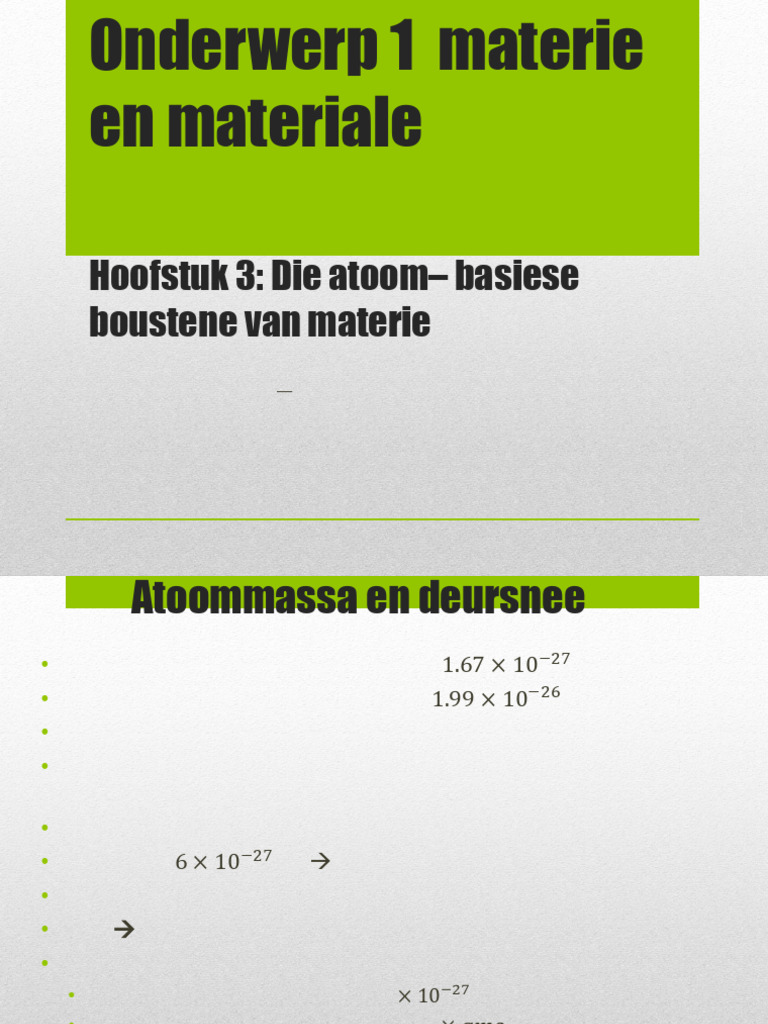 GR 10 - Chemie - Onderwerp 1 - HF 3 - Die Atoom Basiese Boustene Van ...