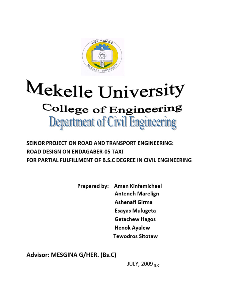 Mekelle University, Road Design | PDF | Road | Transport