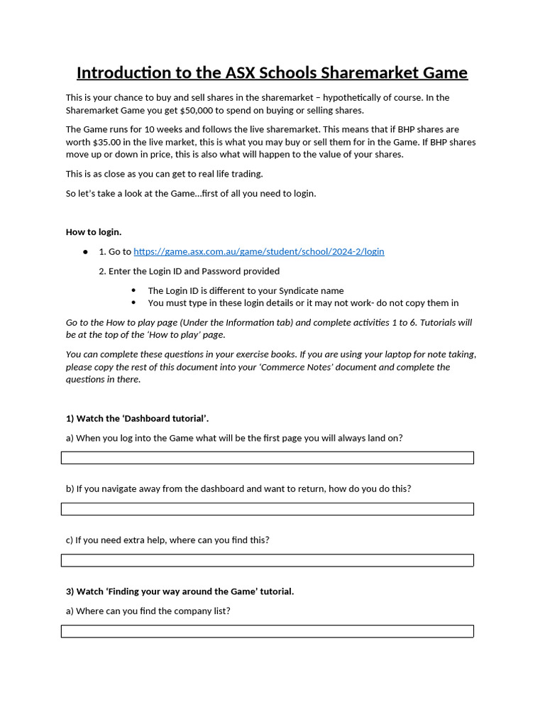 Introduction To The ASX Game | PDF | Dividend | Stocks