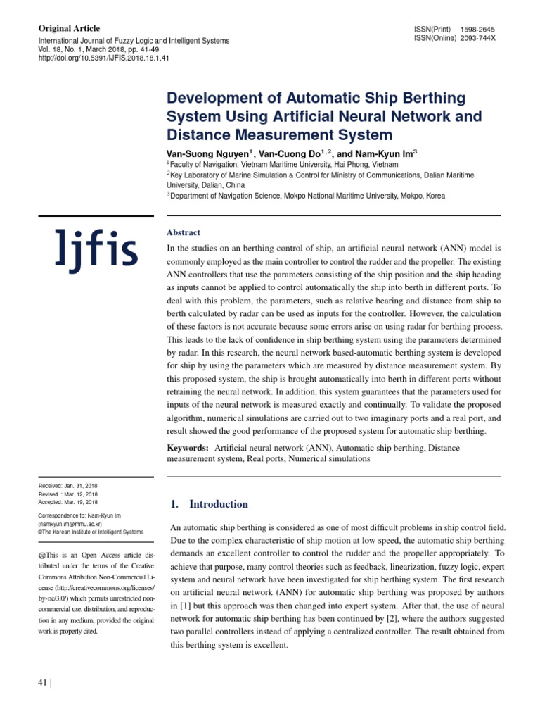 Automatic Ship Berthing with ANN | PDF | Artificial Neural Network | Ships