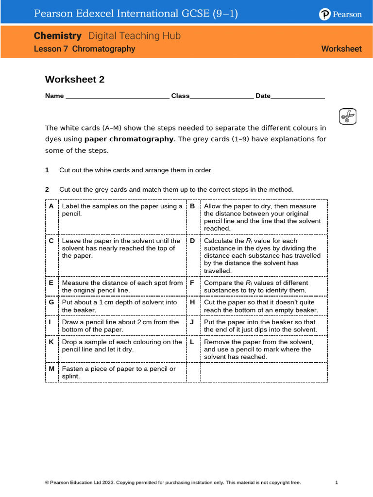 IG Chemistry Lesson07 Worksheet 02 | PDF | Solvent | Pencil