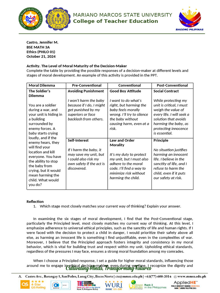 Template | PDF | Morality | Integrity