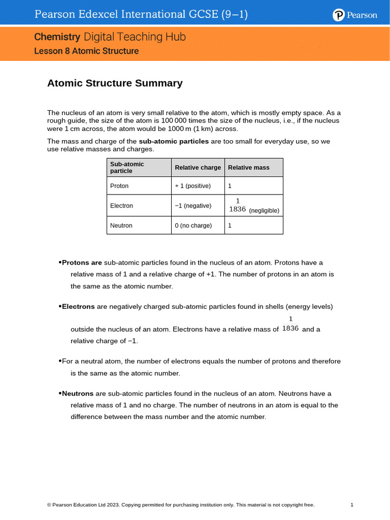 IG Chemistry Lesson08 Handout 1 | PDF | Science & Mathematics | Technology & Engineering
