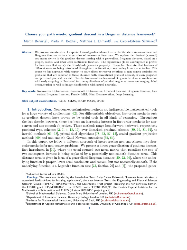 Choose Your Path Wisely: Gradient Descent in A Bregman Distance Framework | PDF | Mathematical ...
