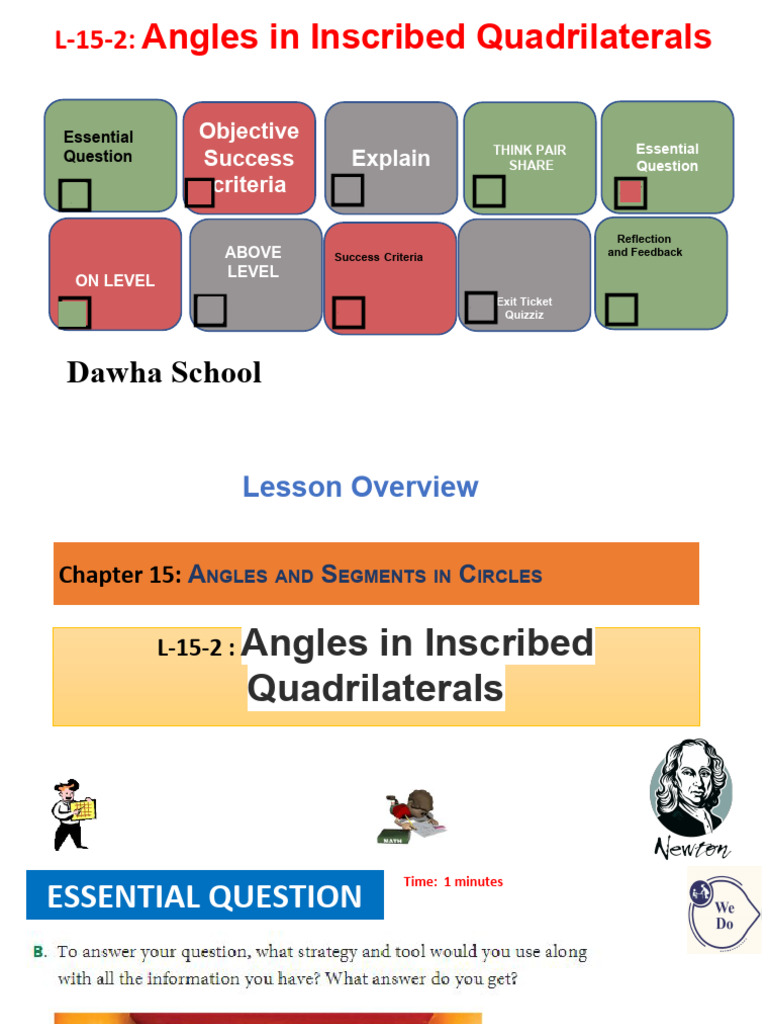 Geo 1st Period 15-2 Angles in Inscribed Quadrilaterals | PDF | Circle ...