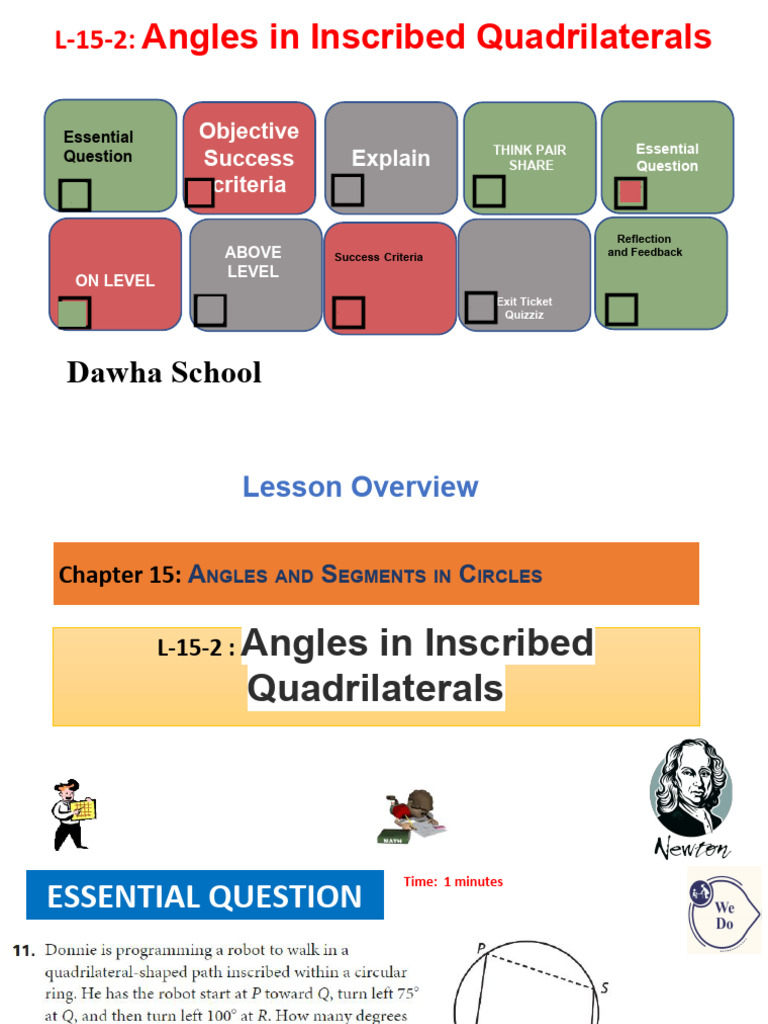 Geo 2nd Period 15-2 Angles in Inscribed Quadrilaterals | PDF | Circle ...