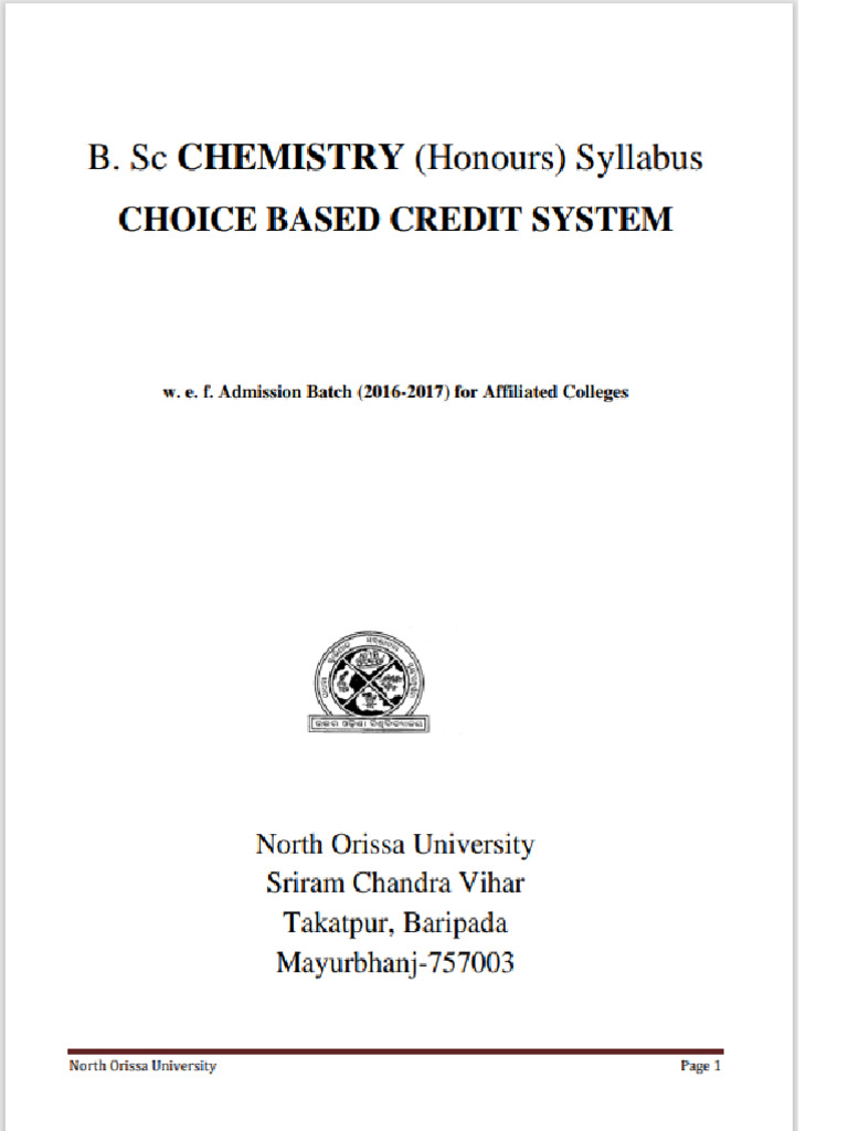 +3 Chemistry Syllabus | PDF