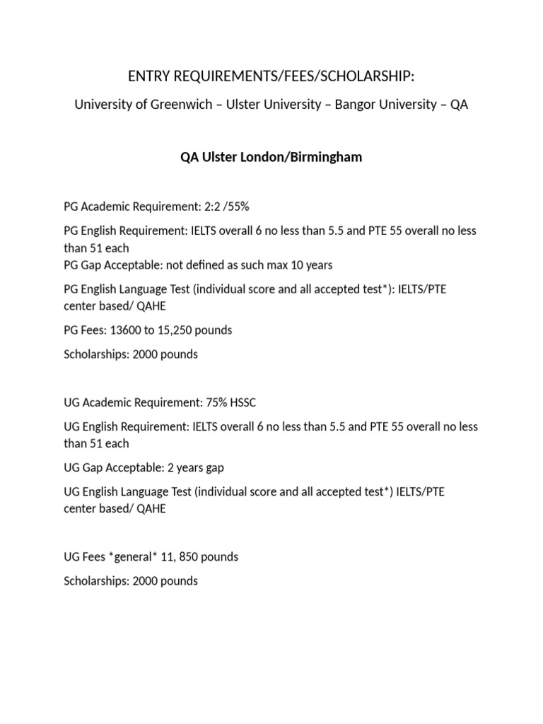 QA Entry - Requirements | PDF | International English Language Testing ...
