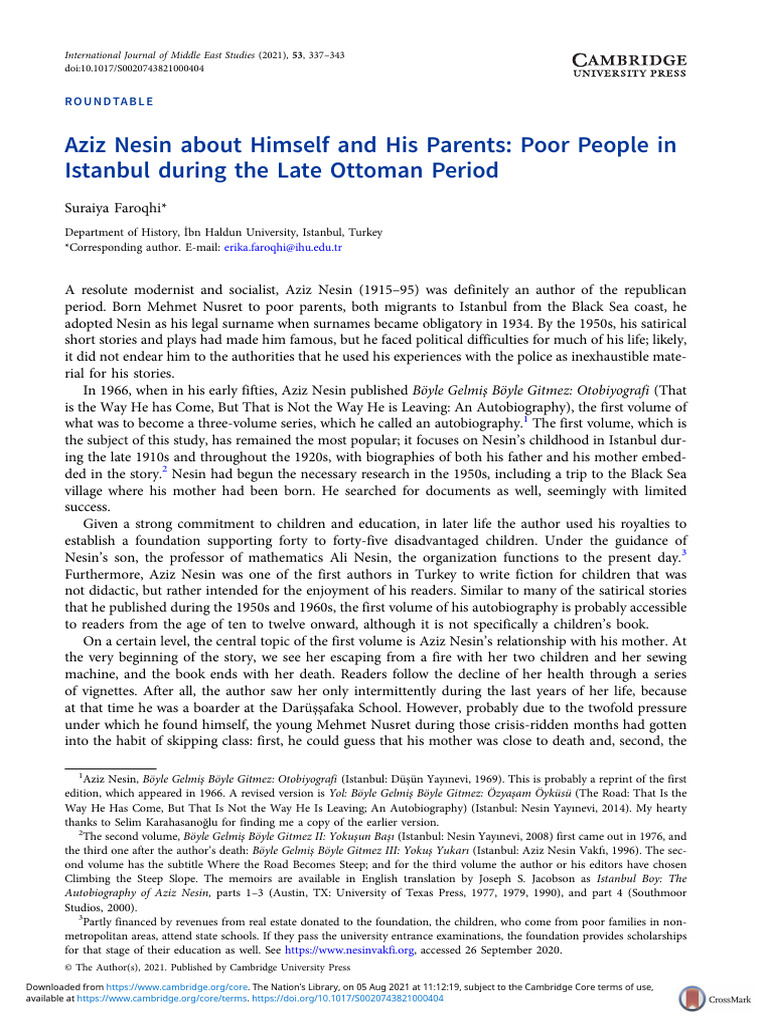Aziz Nesin's Autobiography Insights | PDF | Poetry | Classics