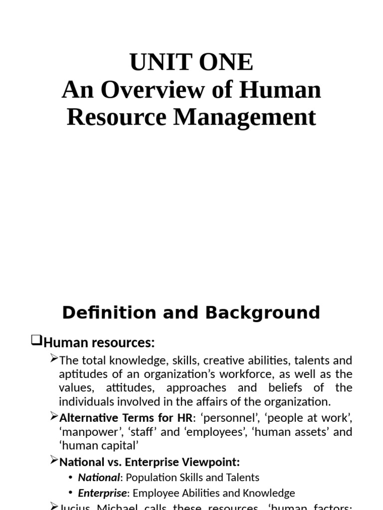Overview of Human Resource Management | PDF | Human Resource Management ...