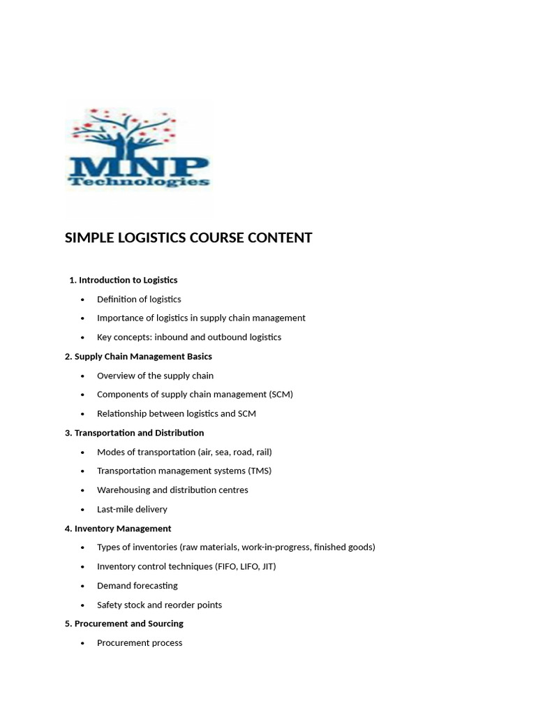 Simple Logistics Course Overview | PDF | Business | Technology & Engineering