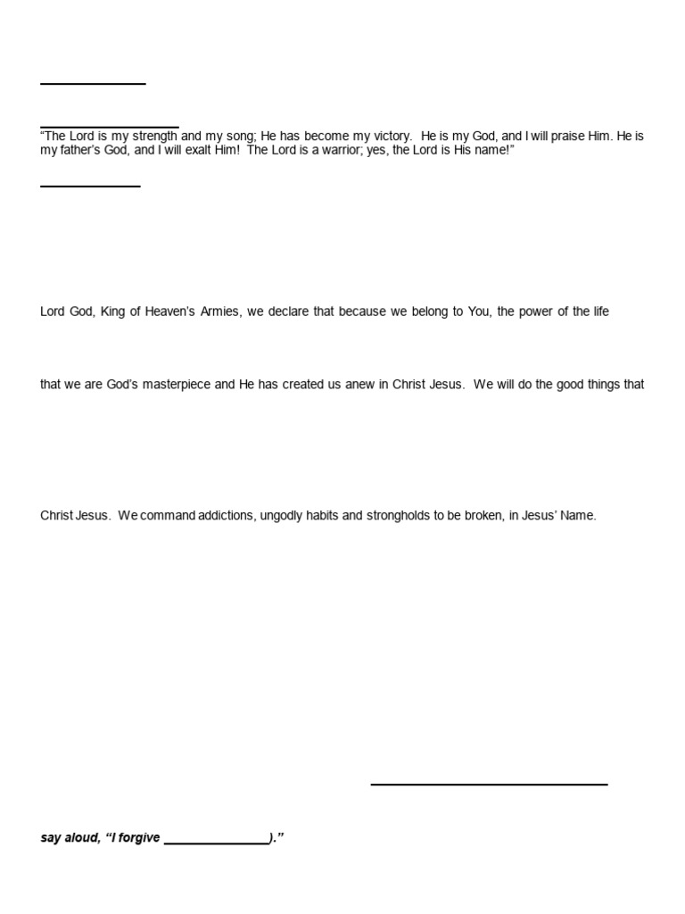 Personal Freedom Prayer Guide | PDF | Jesus | Sin
