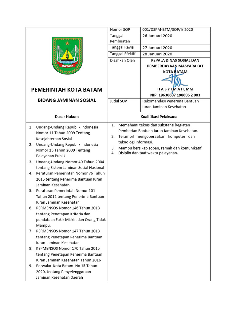 Sop Rekomendasi Bpjs Pbi + Flowchart | PDF