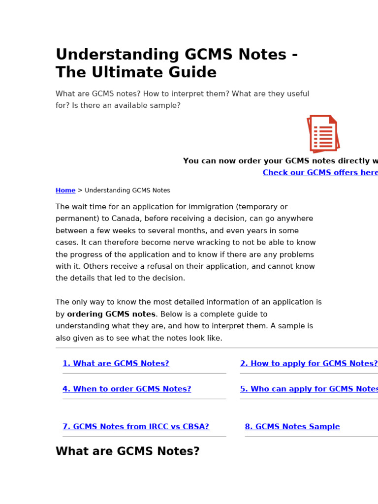 Understanding GCMS Notes Complete Guide | PDF | Immigration | Human ...