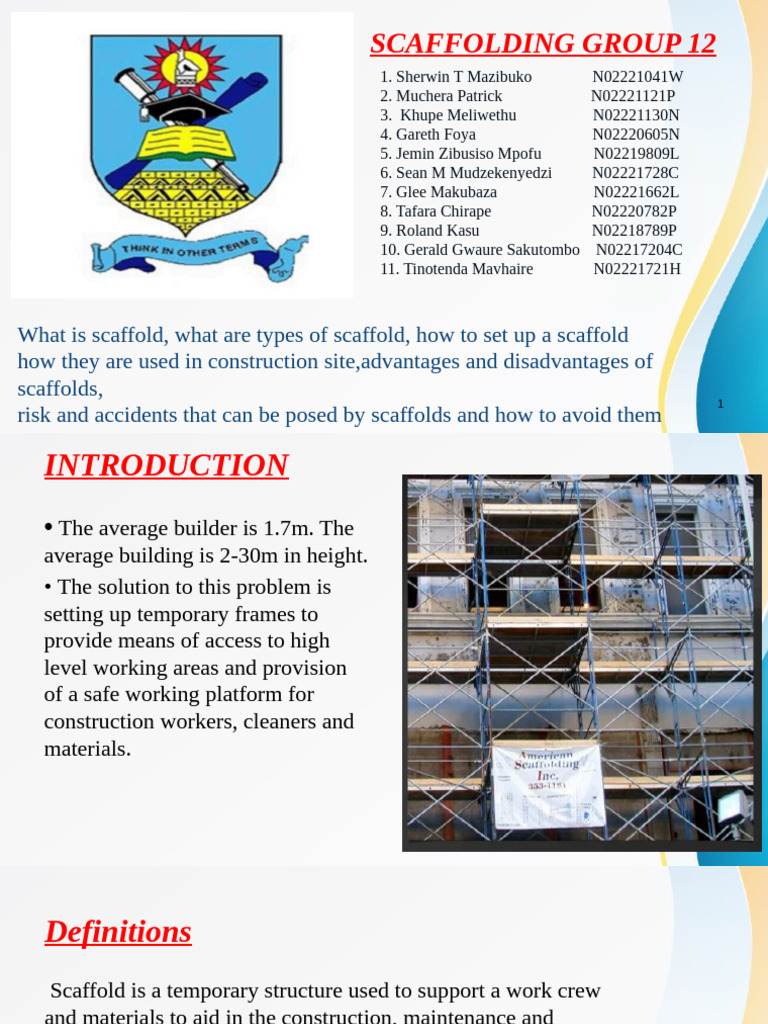 Final Presentation GROUP 12 SCAFFOLDING-1 | PDF | Scaffolding