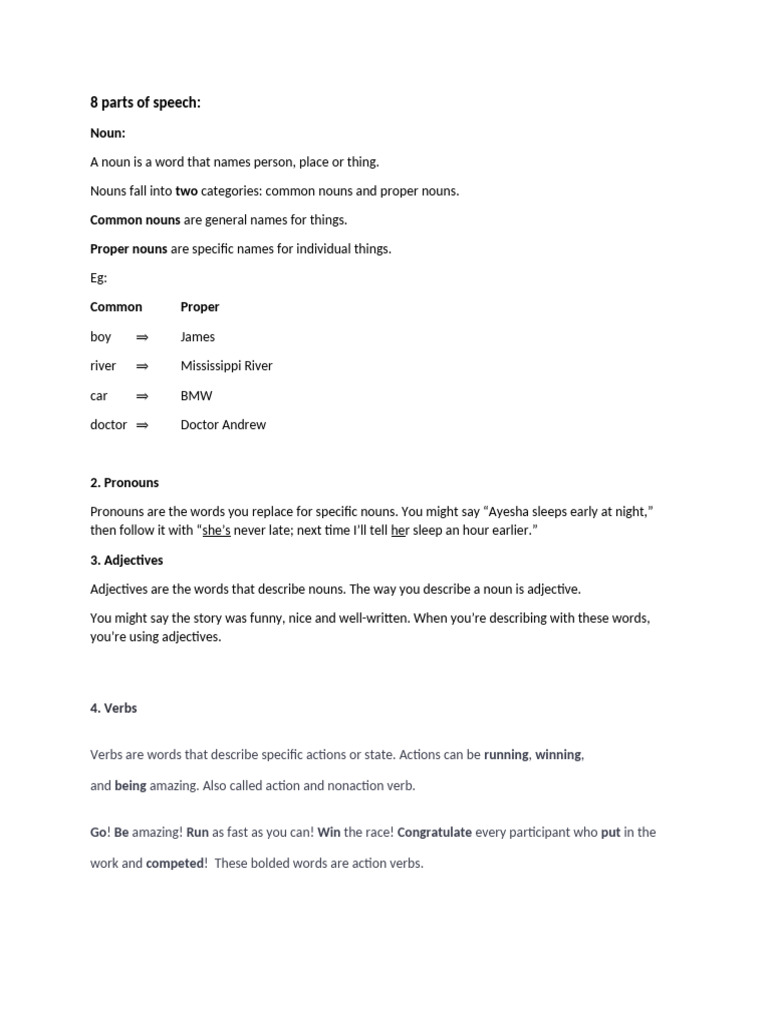 Understanding 8 Parts of Speech | PDF | Part Of Speech | Noun