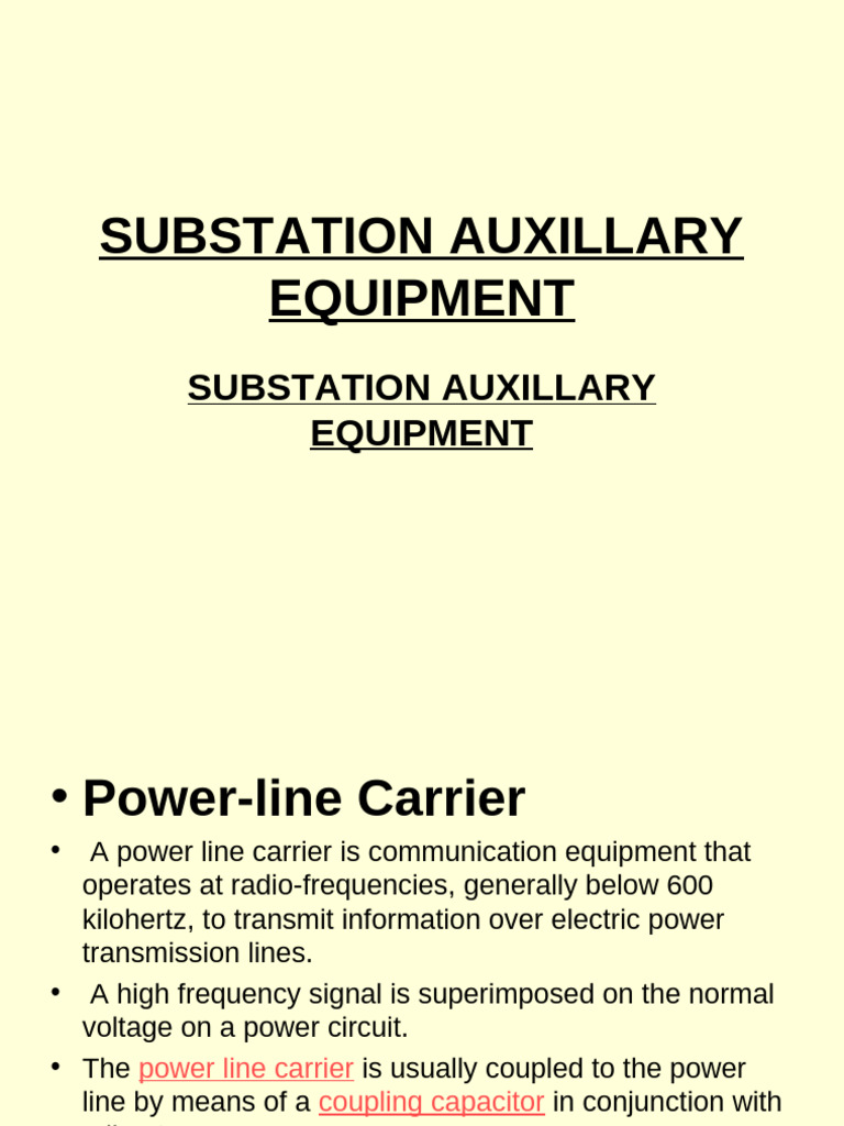 Substation Auxiliary Equipment Overview | PDF | Electrical Substation ...