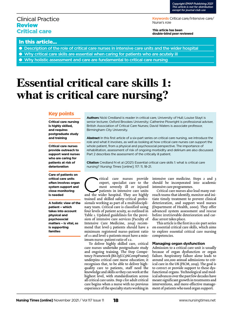 0 - 211020 Essential Critical Care Skills 1 What Is Critical Care ...