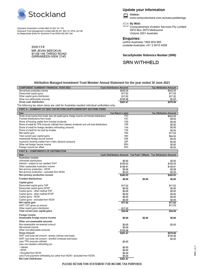 SGP Issuer Annual Tax Statement 2023 08 31 | PDF | Capital Gains Tax ...
