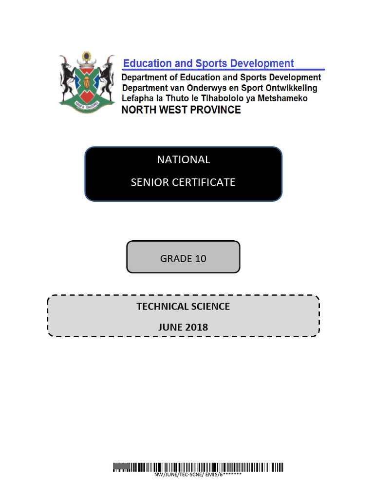 Technical Science GR 10 Paper | PDF | Force | Lever