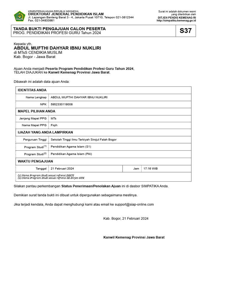 S37 Abdul Mufthi Dahyar Ibnu Nukliri | PDF