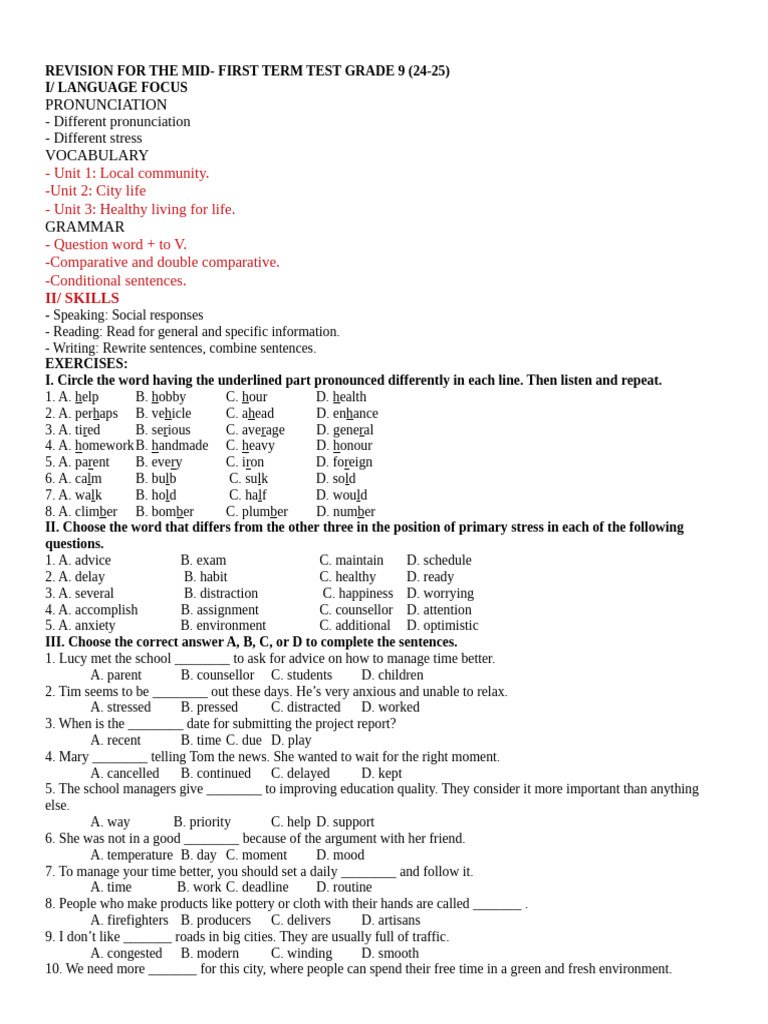 24 25 G9 1st Mid Term | PDF | Adolescence
