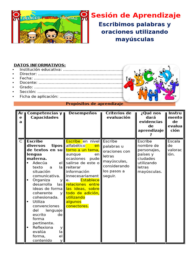 1° Sesión Día 3 Com Escribimos Palabras y Oraciones Utilizando ...