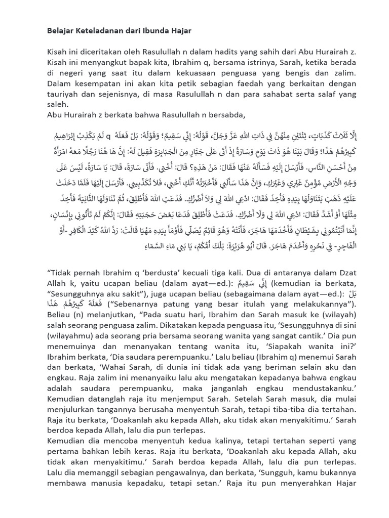 Belajar Keteladanan dari Ibunda Hajar | PDF