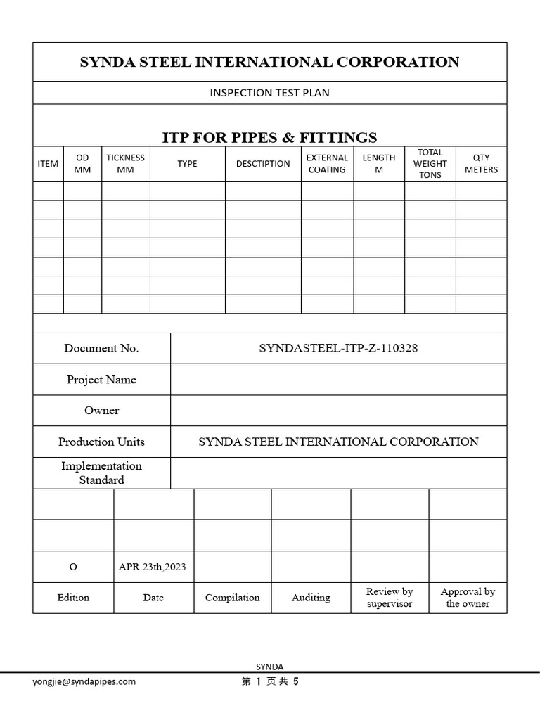 ITP Pipes.2 | PDF | Nondestructive Testing | Pipe (Fluid Conveyance)