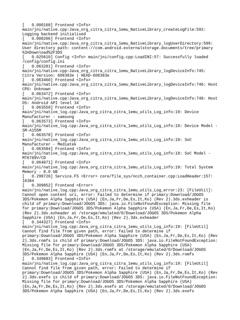 Citra Emulator Error Logs | PDF | Computing | Computer Architecture