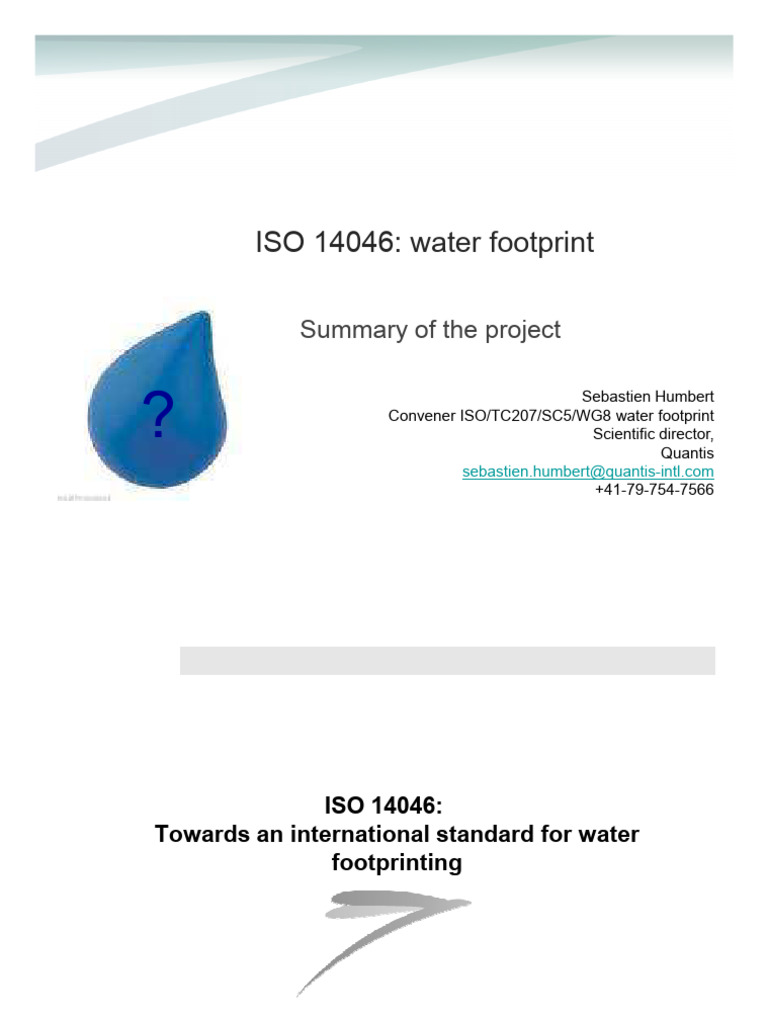 ISO 14046 Water Footprint Summary | PDF | Life Cycle Assessment | Earth ...