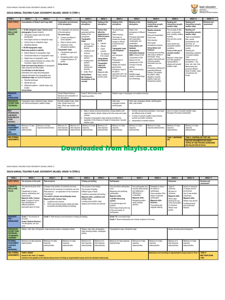 GR 10 Geo ATP 2023-24 - Hlayiso - Com | PDF | Map | Topography