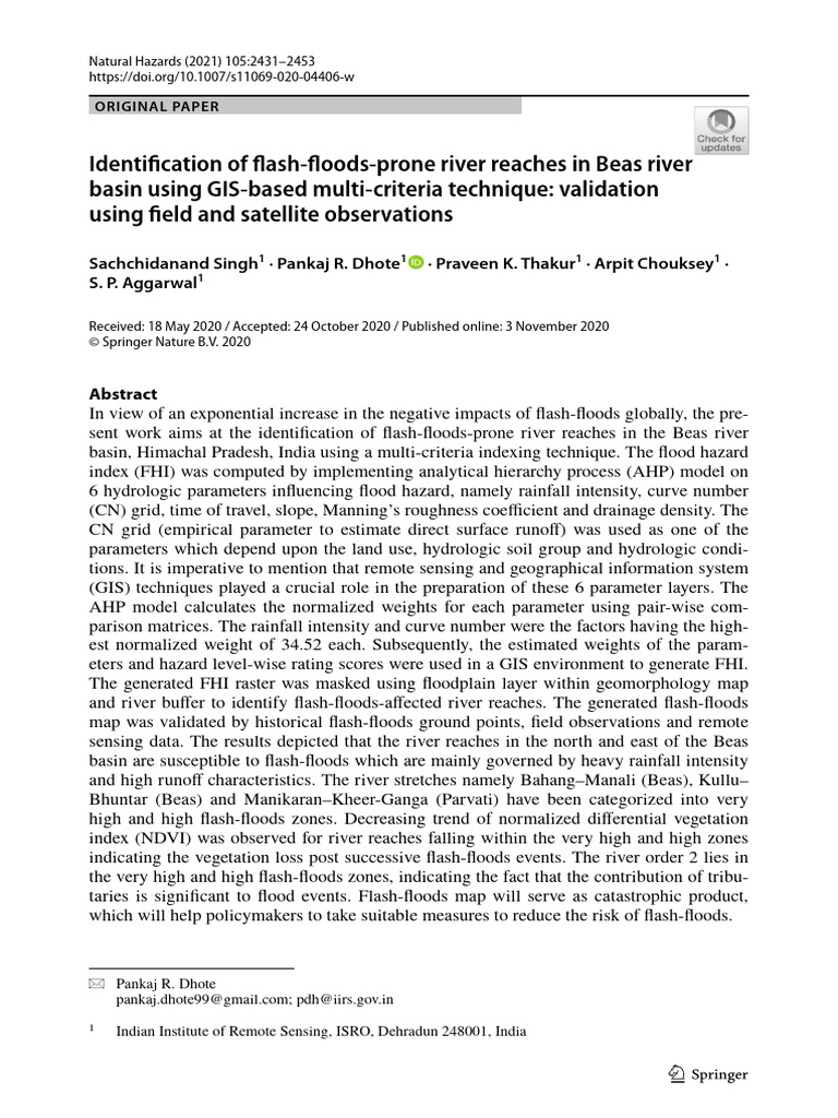 Identification of Flash Floods Prone River Reaches | PDF | Flood ...