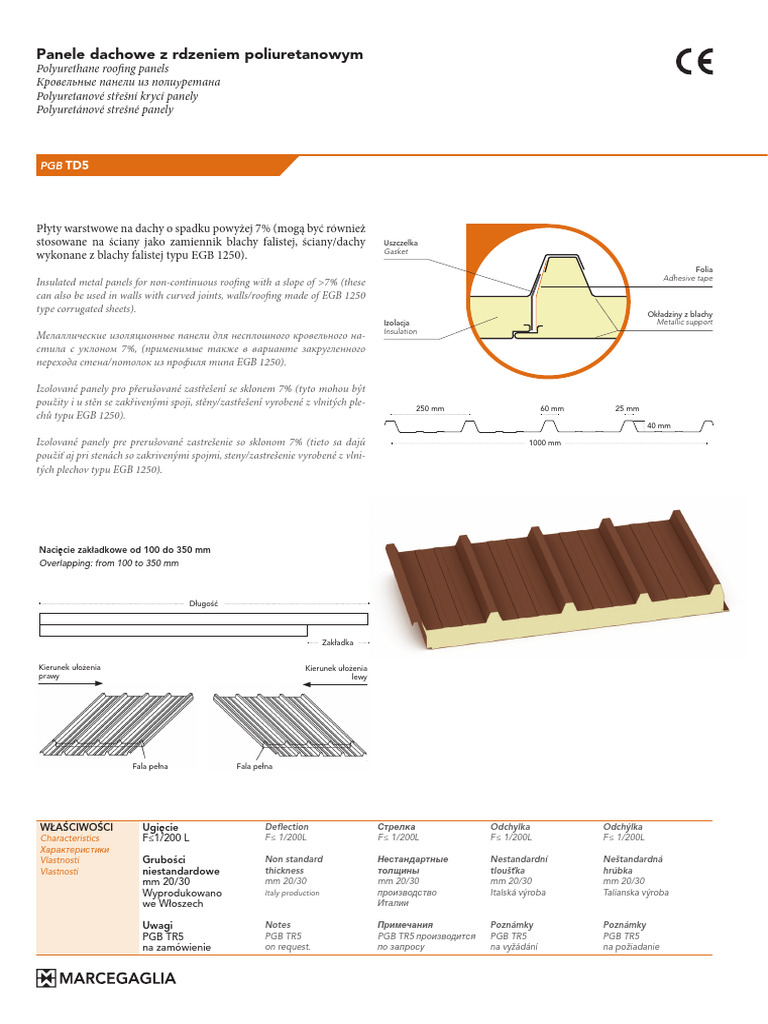 Marcegaglia Poland Polyurethane Roofing Panels TD5 | PDF